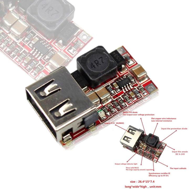DC 6-24V 12V/24v to 5V 3A MAX USB Output Charger Step Down Power Module ...