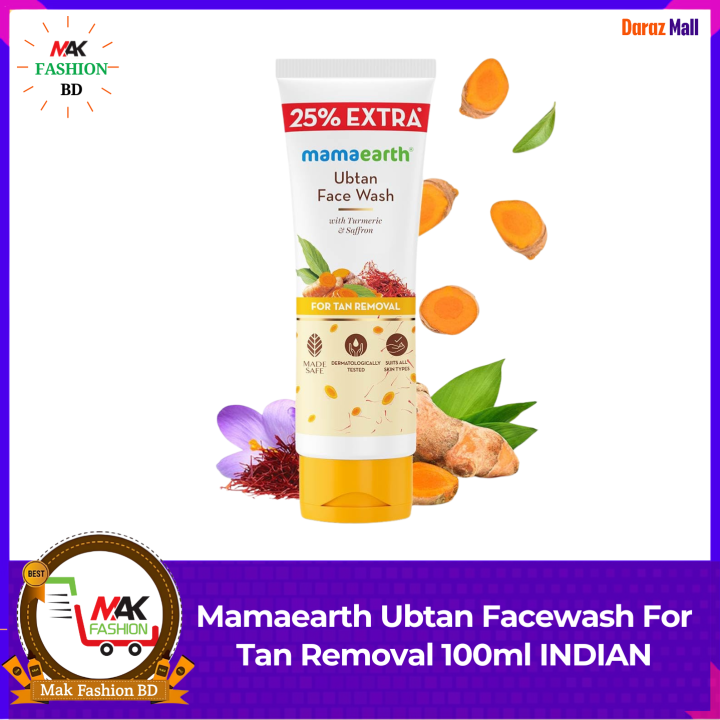 Mamaearth Ubtan Face Wash with Turmeric & Saffron For Tan Removal 100ml INDIAN | Daraz.com.bd