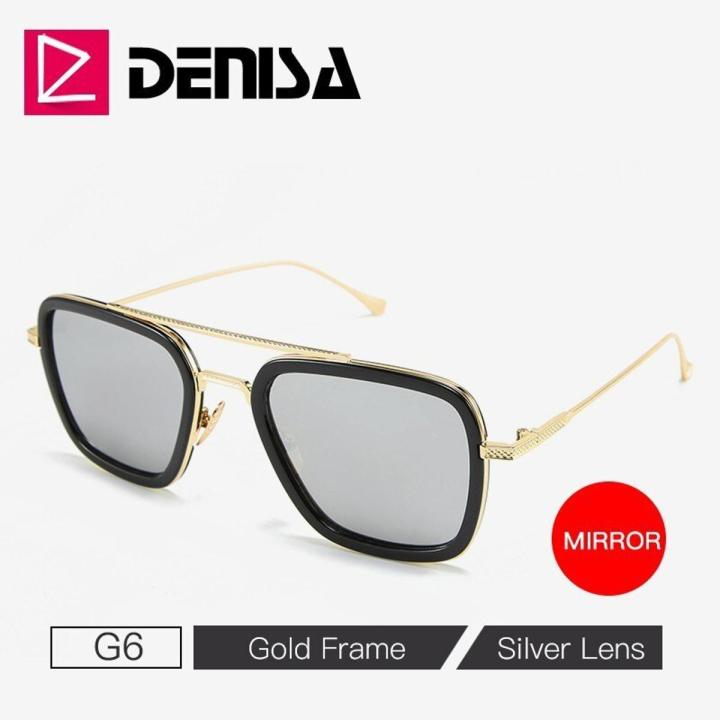 【VisioN Shop】G6 Silver Mirror LenDENISA Avengers Tony Stark Sunglasses ...