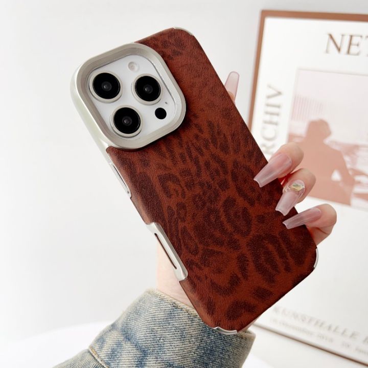 HODON Luxury Leopard Print Leather Case for iPhone 17 16 15 14 13 12 ...
