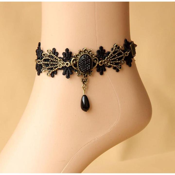 1 Piece Black colour lace payel or anklet for women fashion | Daraz.com.bd