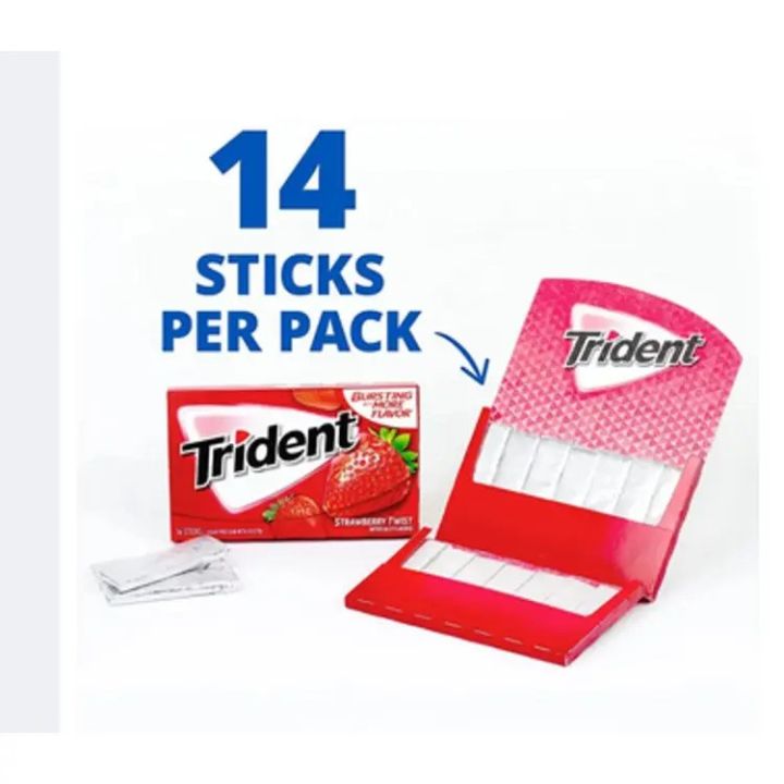 Trident Strawberry Flavor Sugar free Soft Gum- 14 sticks Per Pack ...