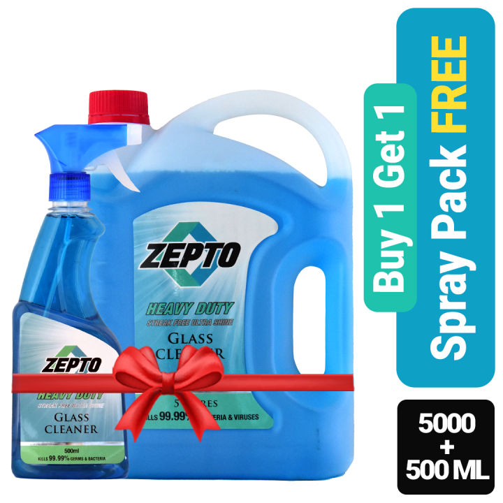 Zepto Glass Cleaner with Superior Disinfection (5000ml+500 ml Spary ...