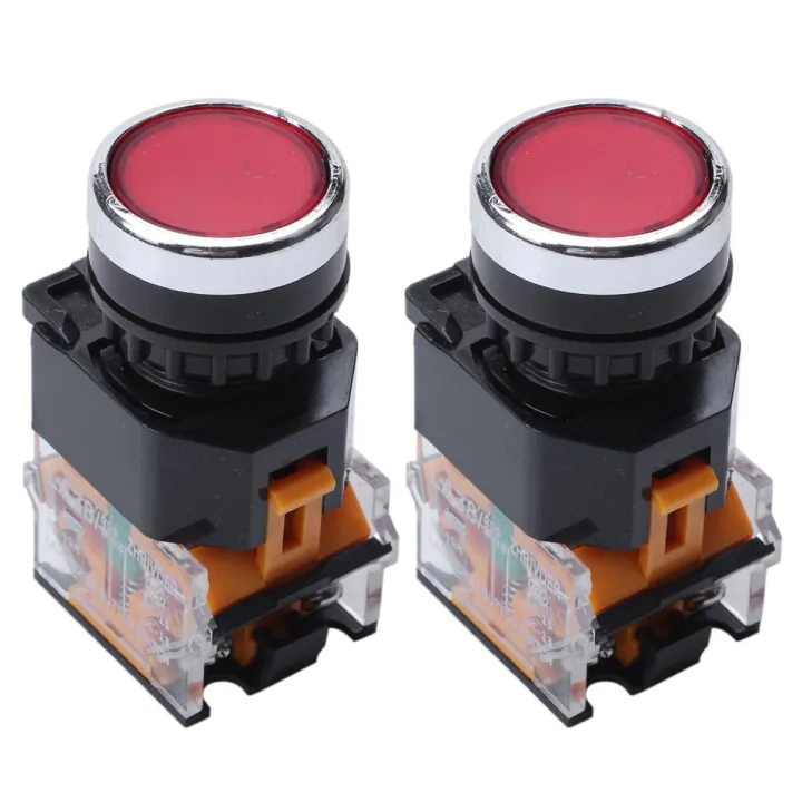 2X LA38-11/203 Push Button Momentary Heavy Duty Power Press Switch Red ...