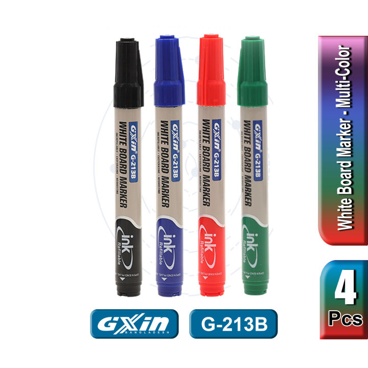 Multi-Color Classic Refillable White Board Marker Pen - 4 Pieces ...