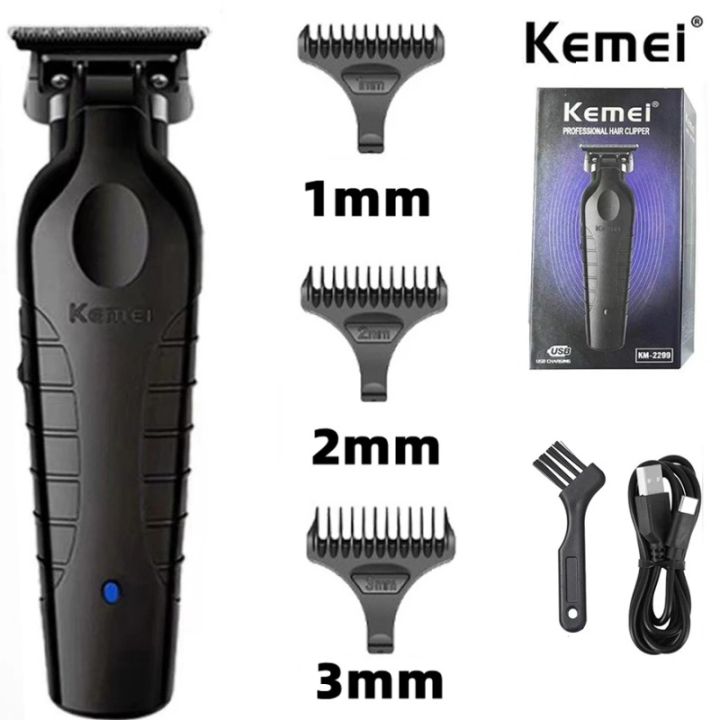Kemei 2299 Barber Cordless Hair Trimmer 0mm Zero Gapped Carving Clipper Detailer Professional ...