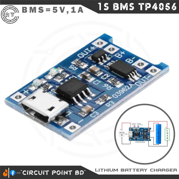 TP4056 BMS Li-Ion/Lithium Battery Charger Micro USB 5V 1A 18650 With ...