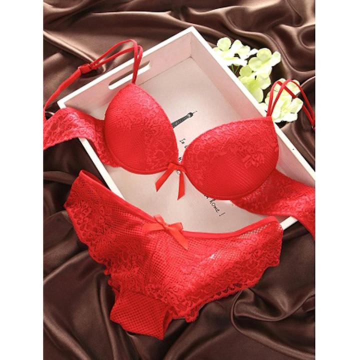 Bra Panty Set Red Color | Daraz.com.bd