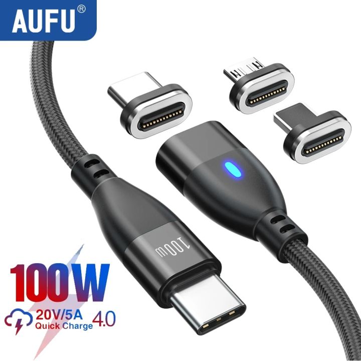 AUFU 100W Magnetic USB C Cable 5A PD Fast Charging Type C Cable Magnet ...