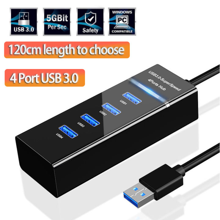 Portable Universal USB 3.0 -SuperSpeed 4 Ports Hub with LED Light Ultra Slim Splitter Adapter ...
