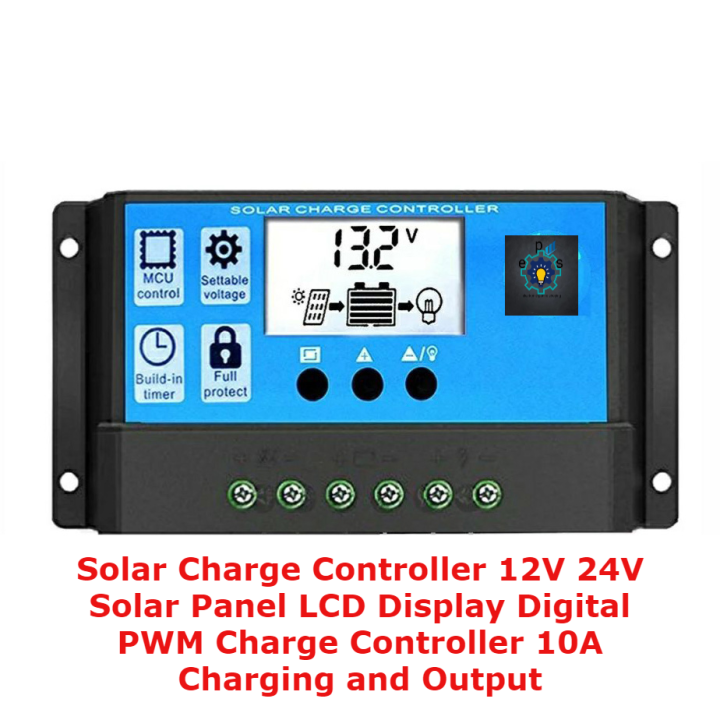 Solar Charge Controller 12V 24V Solar Panel LCD Display Digital PWM ...