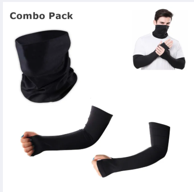 full black 9 In 1 Magical Round Scarf For Bikers. Bandana- Black for ...