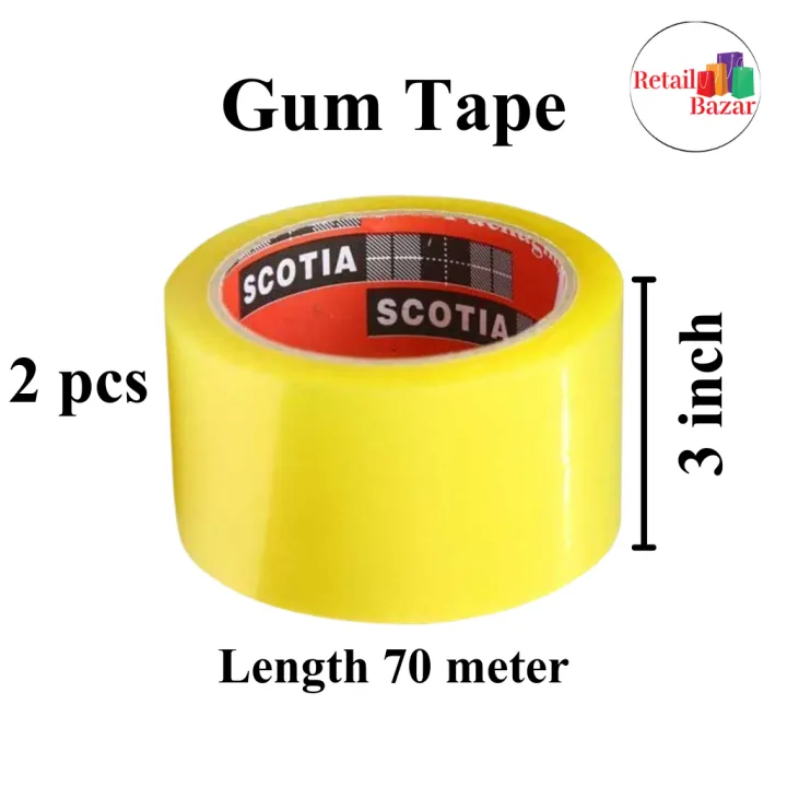 2 pcs 3 Inch 70 Meter Yellow Gum Tape for Carton Binding | Daraz.com.bd