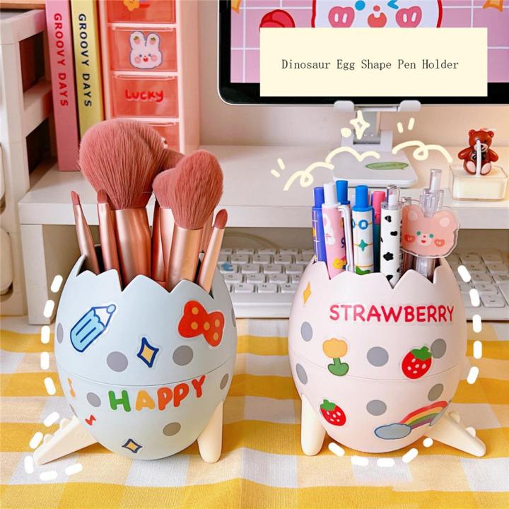Creative Dinosaur Egg Shape Pen Holder with Stickers School Office ...