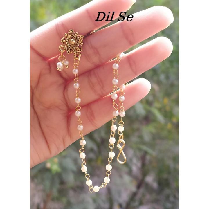 Gold Plated Nose Ring/Nath with Chain naker nolok for Women | Daraz.com.bd