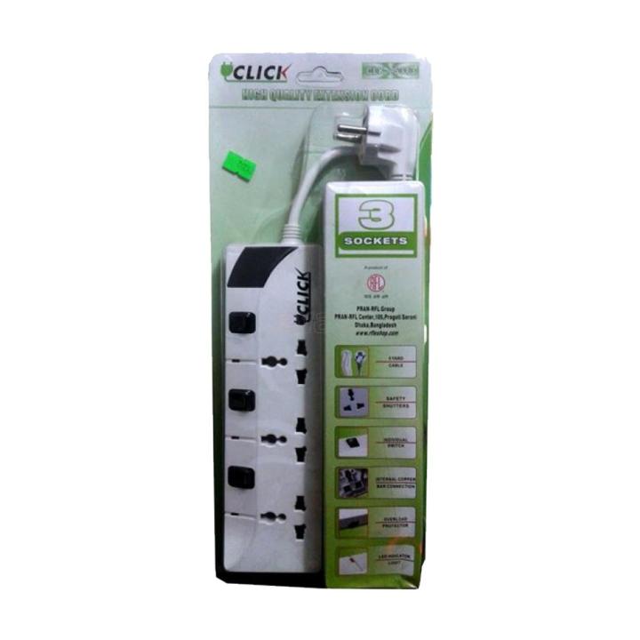 Click Safe Multi Plug 3 Pin multiplug Socket 3 Port, 5 Meter Cable, 2 ...