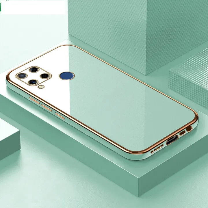 Realme C15 Cover case 6D Glossy Square Frame Improved Perforated Ultra ...