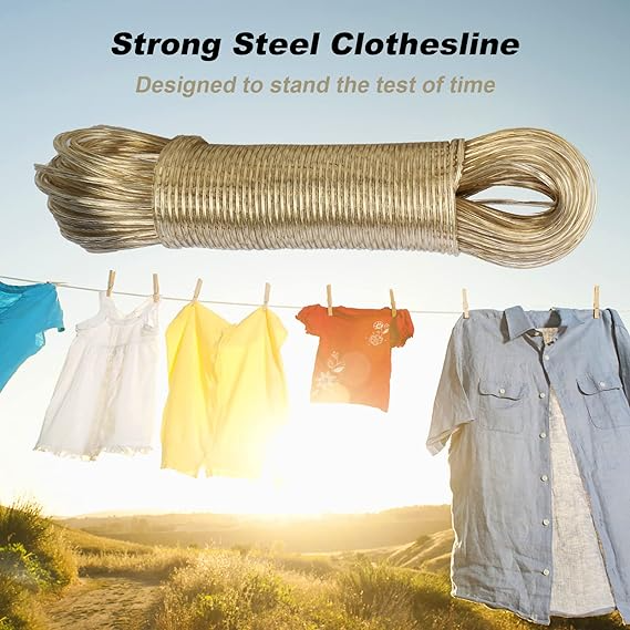 Washing Line Rope Clotheslines, Thick Strong Steel Core Laundry Clothes ...