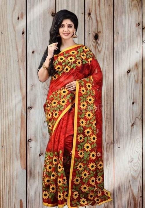 Solid Hand Print Saree | Daraz.com.bd