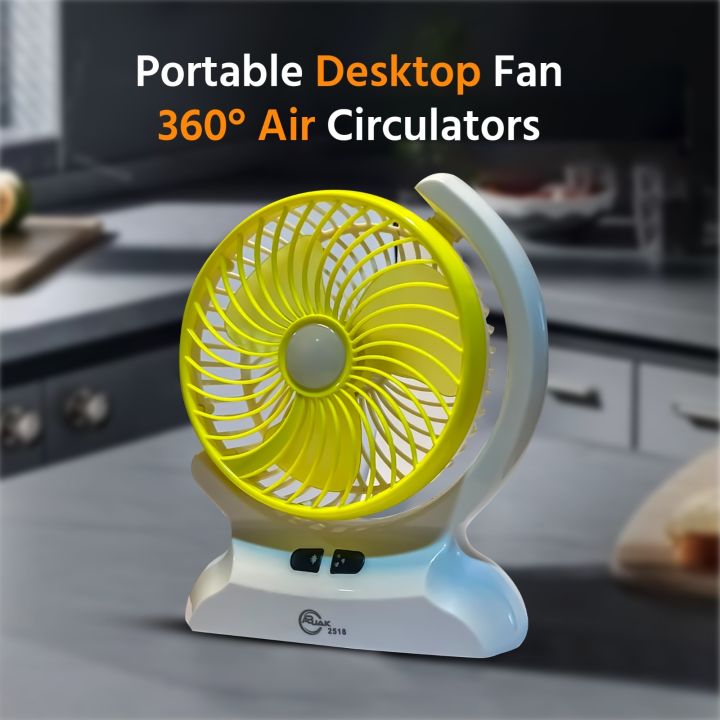 Portable 6″ Mini Table Fan AC DC Rechargeable Battery Operated Fan with ...