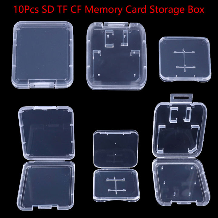10Pcs Transparent SD TF CF Memory Card Storage Box Holder Box ...