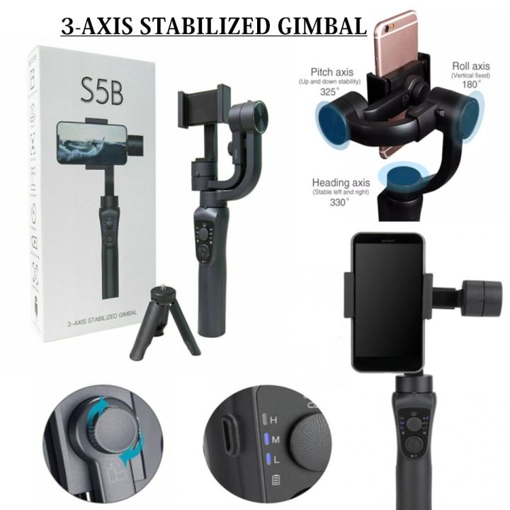 S5B 3 Axis Bluetooth Handheld Gimbal Stabilizer Cellphone Video Record ...