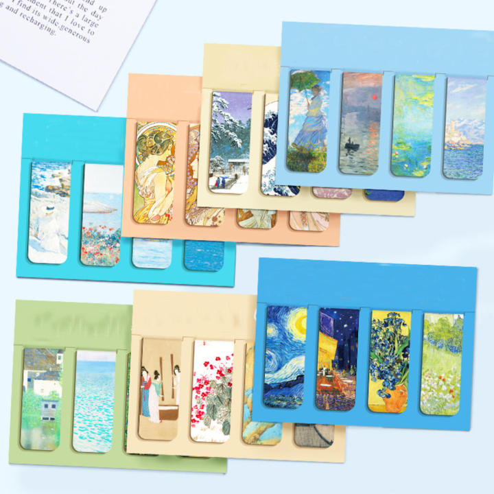 Magnetic Bookmark Set 4 Creative World Famous Paintings Monet Van Gogh ...