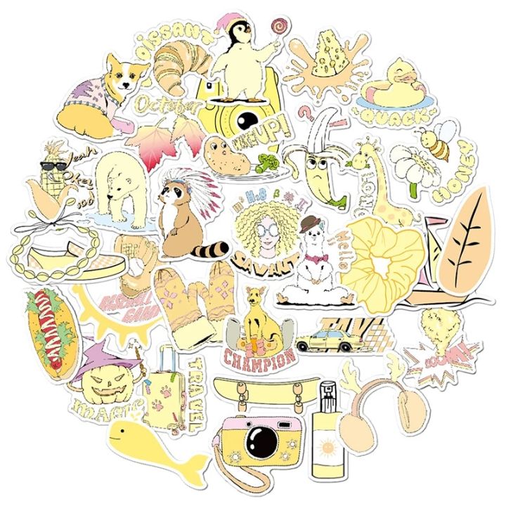 【Lejia】Cartoon Simple Yellow VSCO Girls Kawaii Stickers For Chidren Toy ...