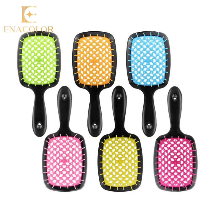 Enacolor Colorful Square Grid Hollow Comb Fluffy Styling Foramen ...
