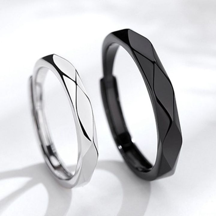 【VisioN Shop】INS Style Rhombus Rings Adjustable Open Rings Male Female ...