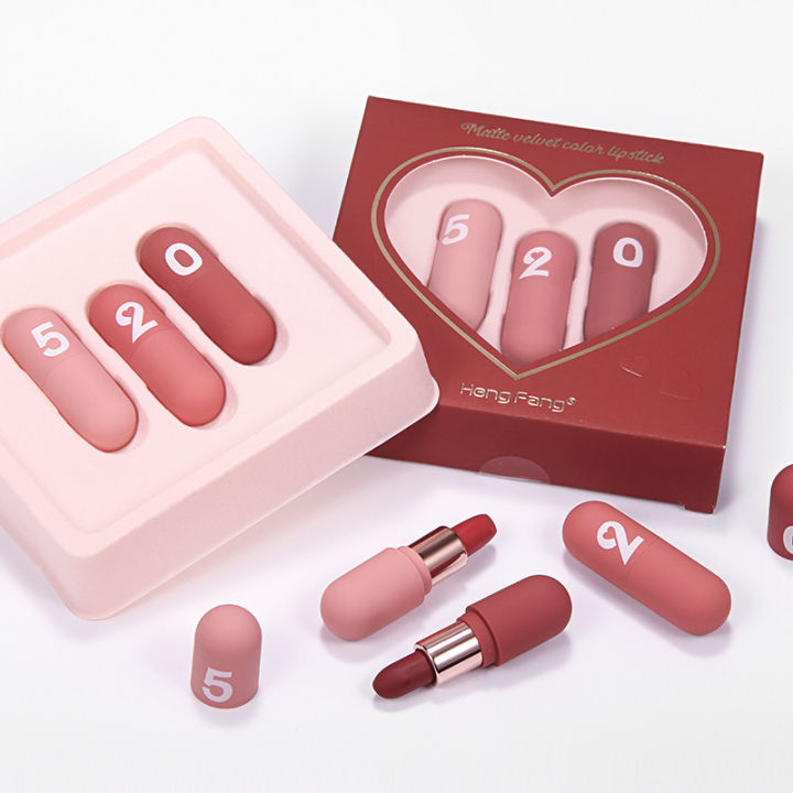 Hengfang Mini Capsule Lipstick Set Velvet Matte Matte Lipstick 3 Pieces ...