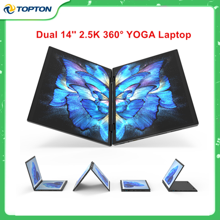 Topton 12th Gen Laptop L14 Dual Screen 360° YOGA Intel N95 2*14 Inch 2.5K Touch IPS Windows 11 ...