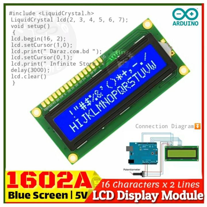 1602A LCD Display 16x2 Line use for Arduino Uno R3 Mega PIC AVR Development Board | Daraz.com.bd