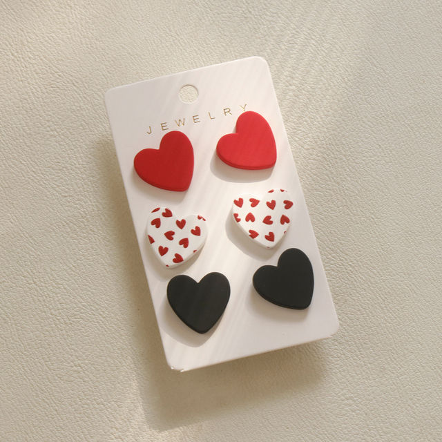 Killer Bzzo 3Pairs/set Heart Acrylic Stud Earrings for Women Macaron ...