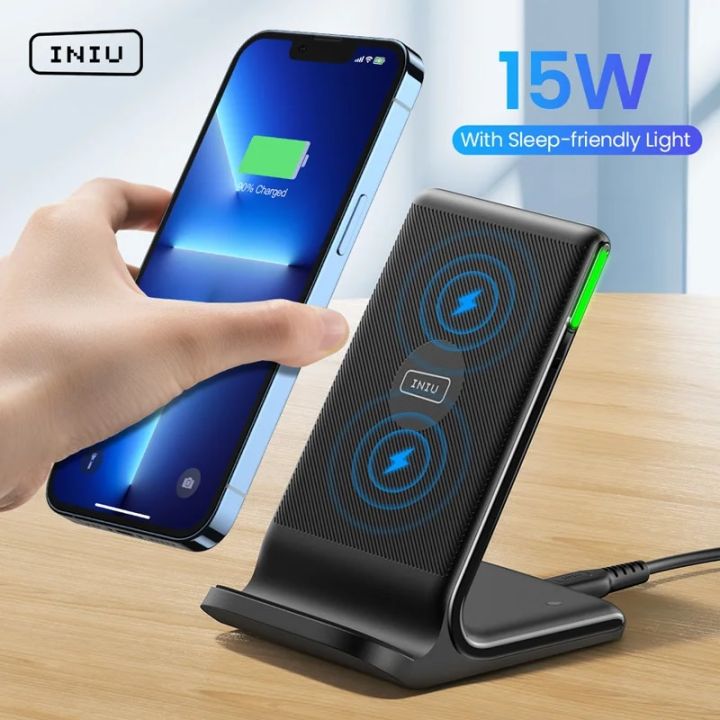 INIU Wireless Charger 15W Fast Charging Stand For iPhone 14 13 12 11 ...