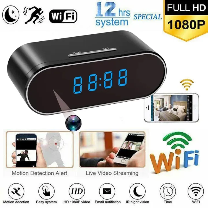 4k WiFi Camera Digital Table Clock Wireless Indoor HD 1080P Video Audio ...
