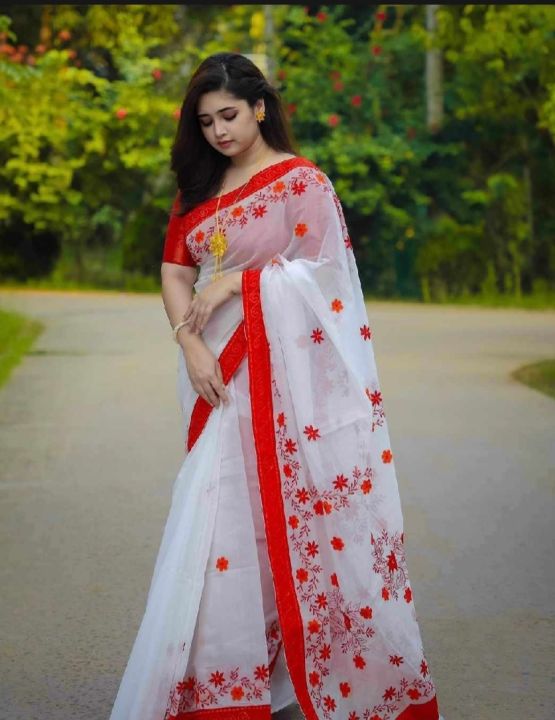 Soft pure silk afsan print saree for women of tangail.best stylish ...