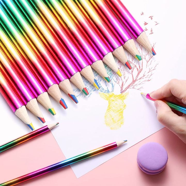 Rainbow Colored Pencil Kids Drawing Pencil Set School Scrapbooking ...