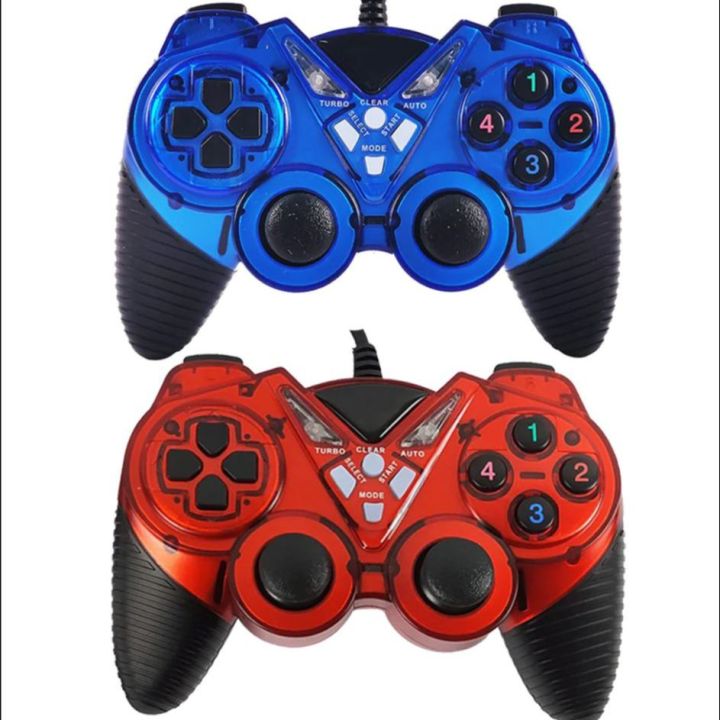 USB Joystick Game Blue Red pad Controller PC and Laptop Wired Double ...