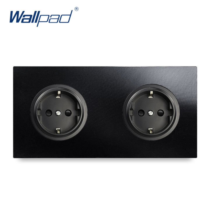 Double EU 2 Pin German Socket Wallpad Luxury Aluminum Metal Panel ...