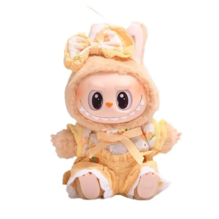 Toy Outfit Light Yellow Sitting Party Labubu Dress Suit Bowknot Flower ...