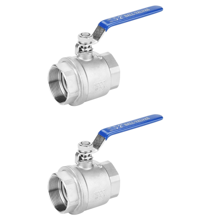 2X Ball Valve Female Thread 2 Inch 304 Stainless Steel Full Port Female ...