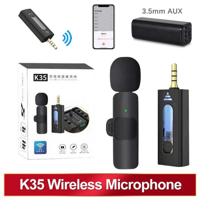 K35 Dual Wireless Microphone For 3.5mm Supported Devices For Smartphone ...