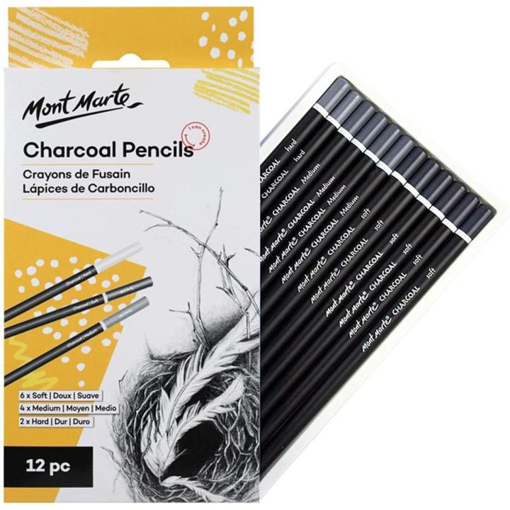 Mont Marte Charcoal Pencils 12pc | Daraz.com.bd