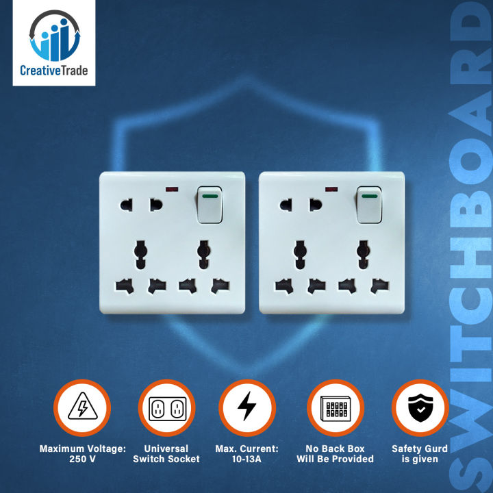 2 Piece Multi Function Universal Wall Socket - 8 Pin Socket- Only ...