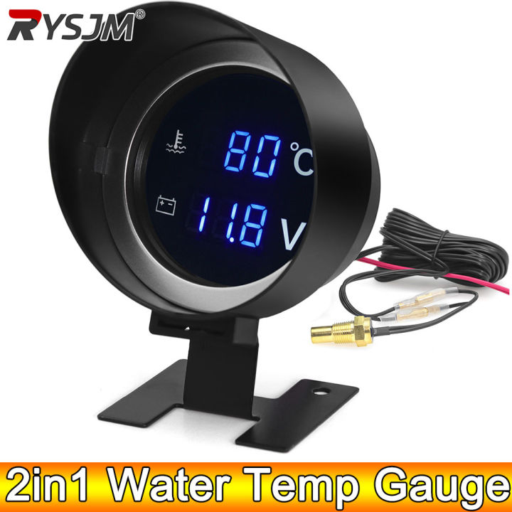 【No-profit】 AD 2 in 1 12V 24V Round Led Digital Car Truck Water Temp ...