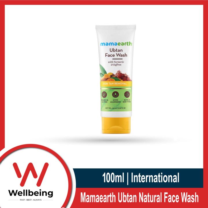 Mamaearth Ubtan Natural Face Wash 100ml for Dry Skin with Turmeric & Saffron for Tan Removal and ...