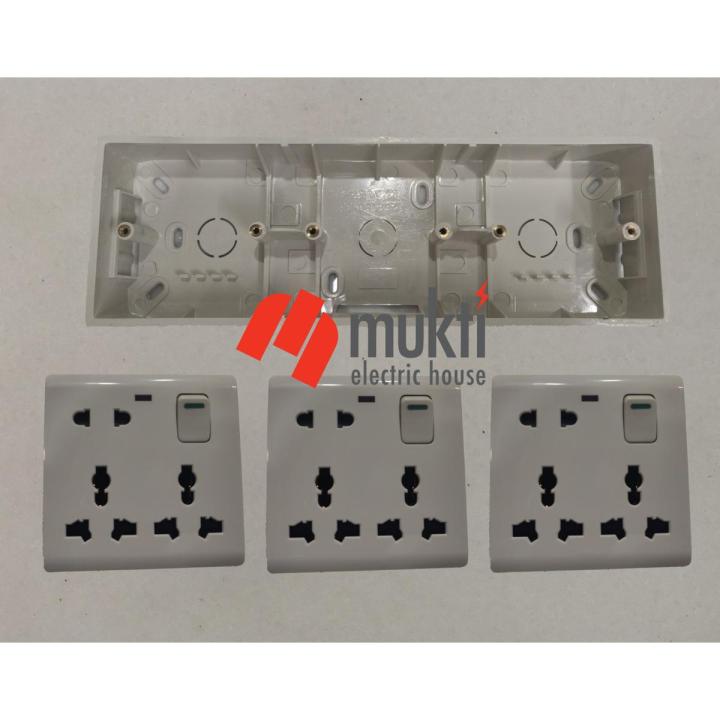 Three Gang PVC with 3Pcs 8 Pin Multi with 2 Pin and Double 3 Pin ...