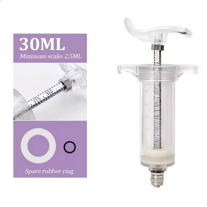30ml Animal Nylon Syringe for Cow Poultry Chicken Cattle Sheep injector ...