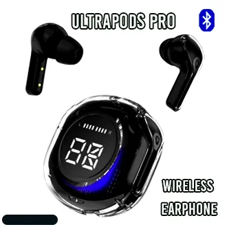 Ultrapods Pro Transparent TWS Earbuds | Bluetooth 5.3 | LED Display ...